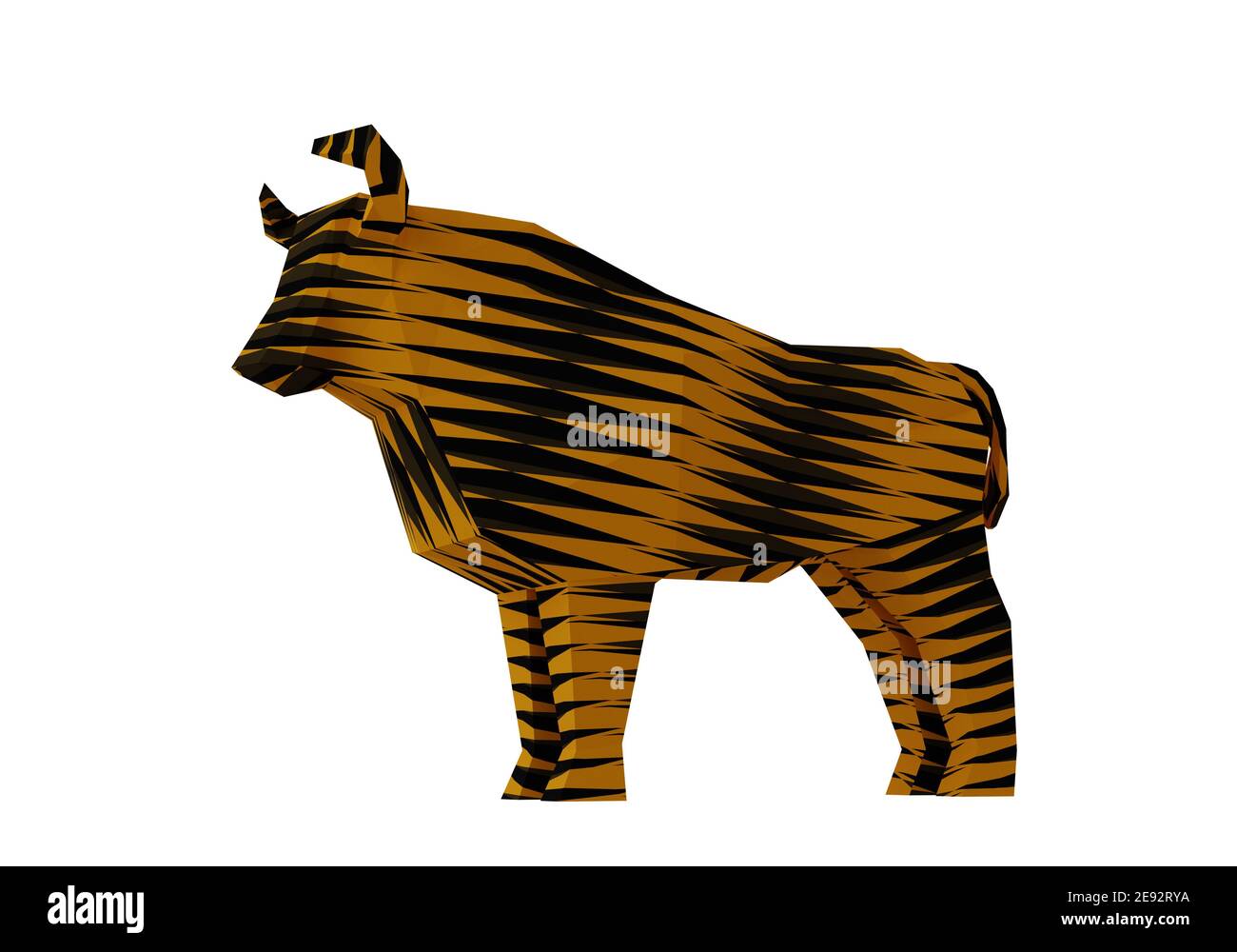 Low poly Striped Bull, a symbol of the new year 2021, 3d render Stock ...