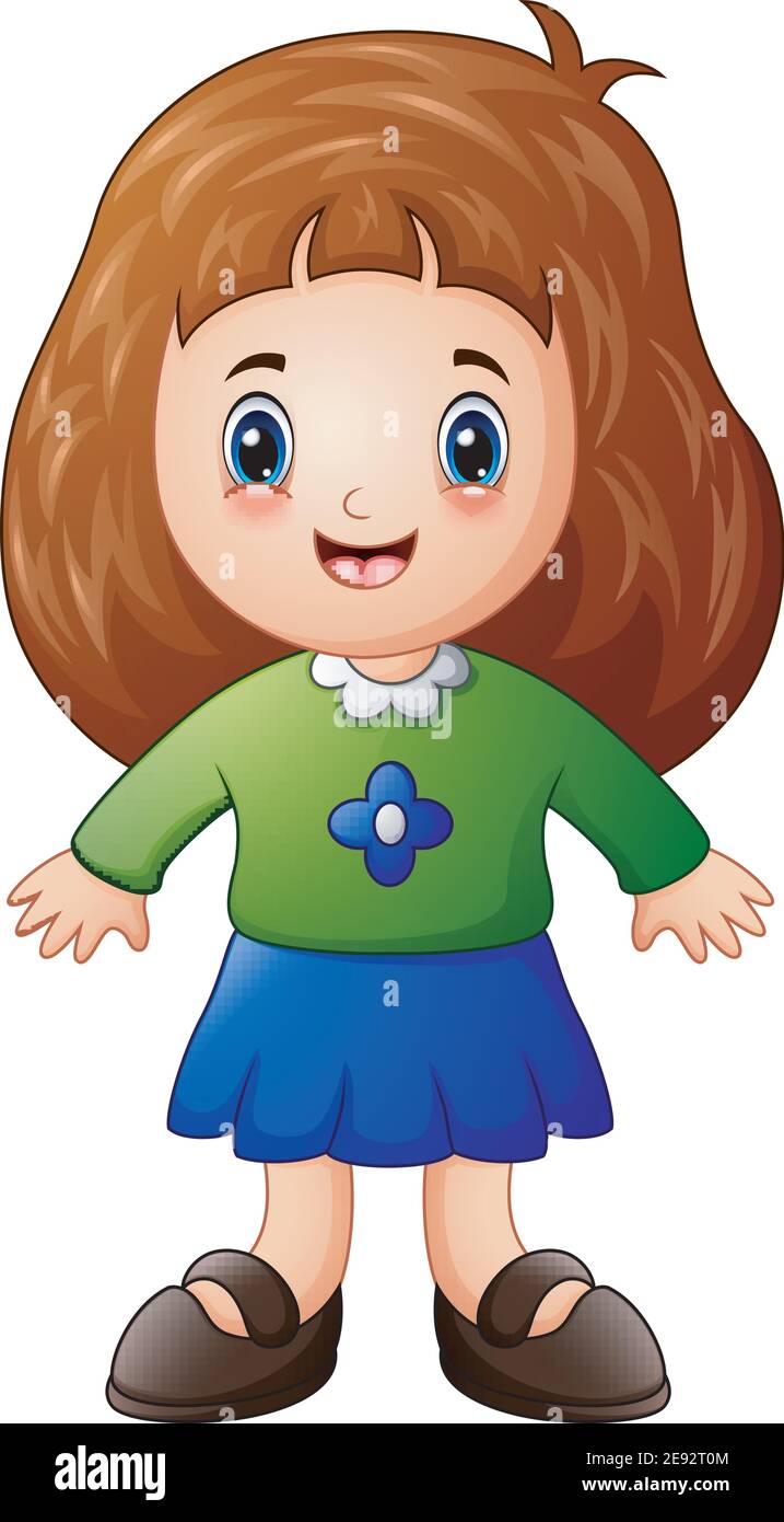 Vector illustration of Cute little girl cartoon Stock Vector Image ...