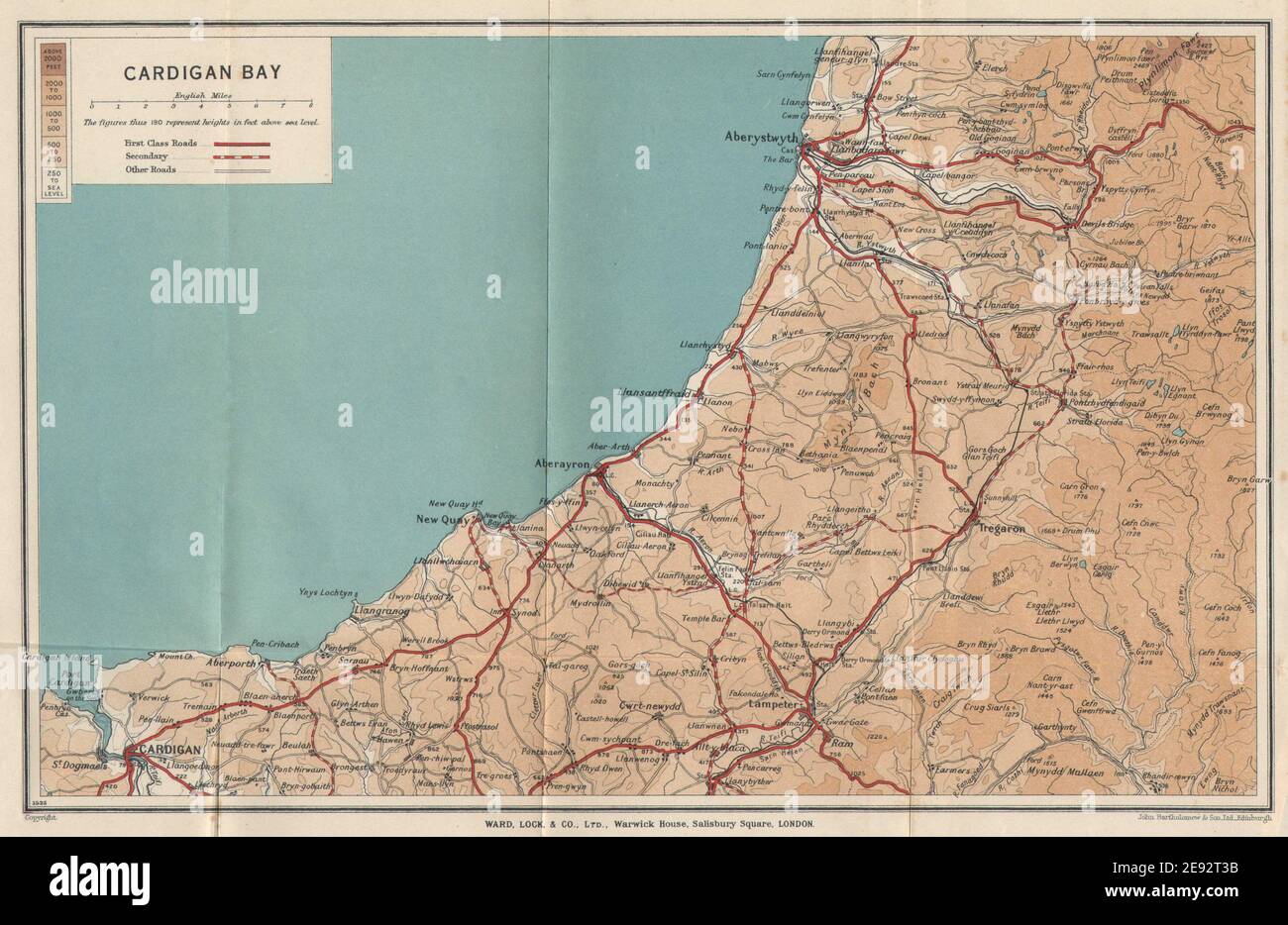 CARDIGAN BAY vintage tourist map. Aberystwyth Aberaeron Wales WARD LOCK ...