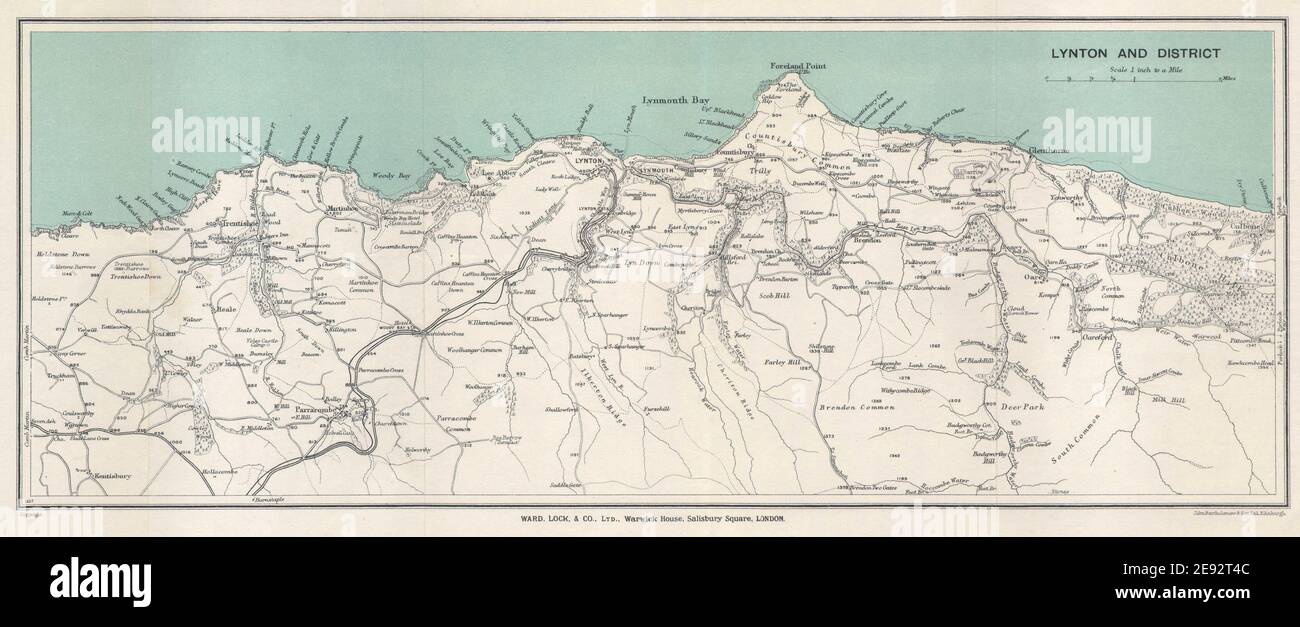 LYNTON & DISTRICT. Exmoor coast vintage tourist map. Devon. WARD LOCK ...