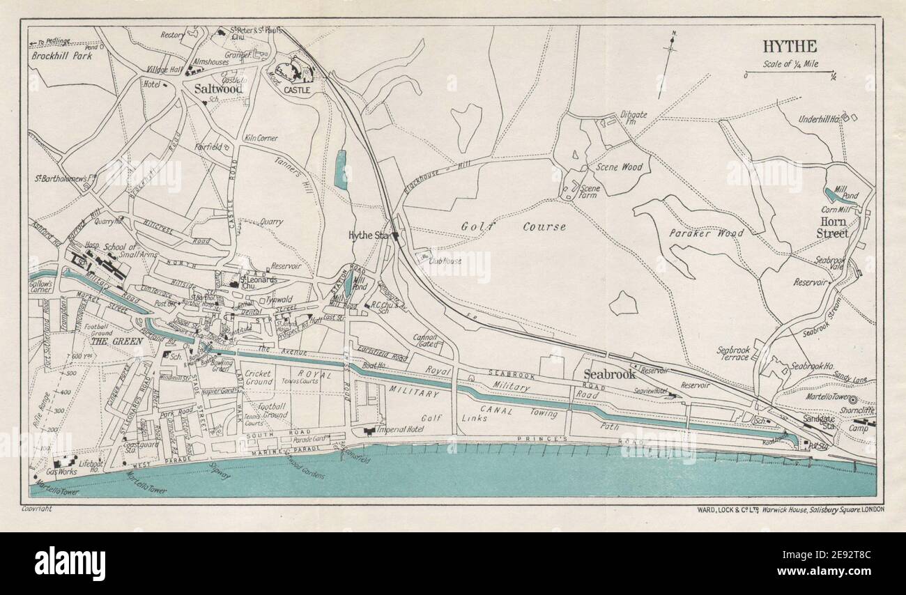 HYTHE vintage tourist town city resort plan. Kent. WARD LOCK 1928 old ...