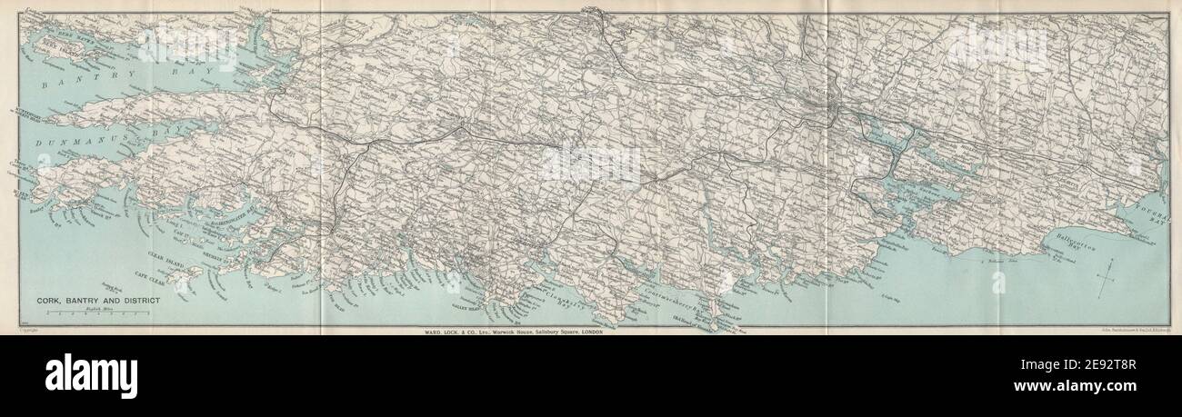 COUNTY CORK COAST & Bantry Bay vintage tourist map. Ireland. WARD LOCK ...
