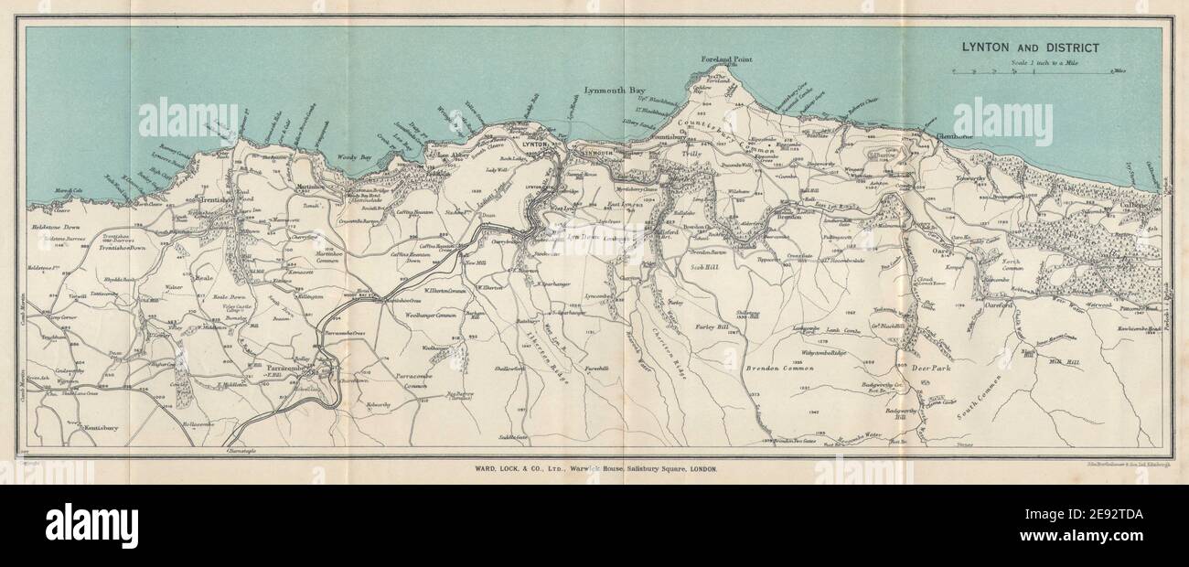 LYNTON & DISTRICT. Exmoor coast vintage tourist map. Devon. WARD LOCK ... LYNTON & DISTRICT. Exmoor coast vintage tourist map. Devon. WARD LOCK ...