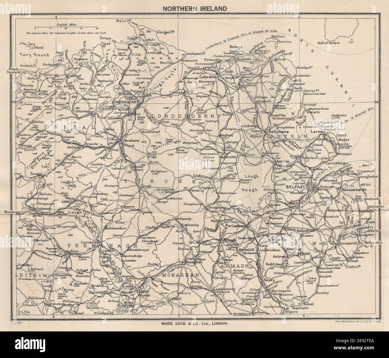 NORTHERN IRELAND vintage tourist map. Ulster. WARD LOCK 1946 old ...