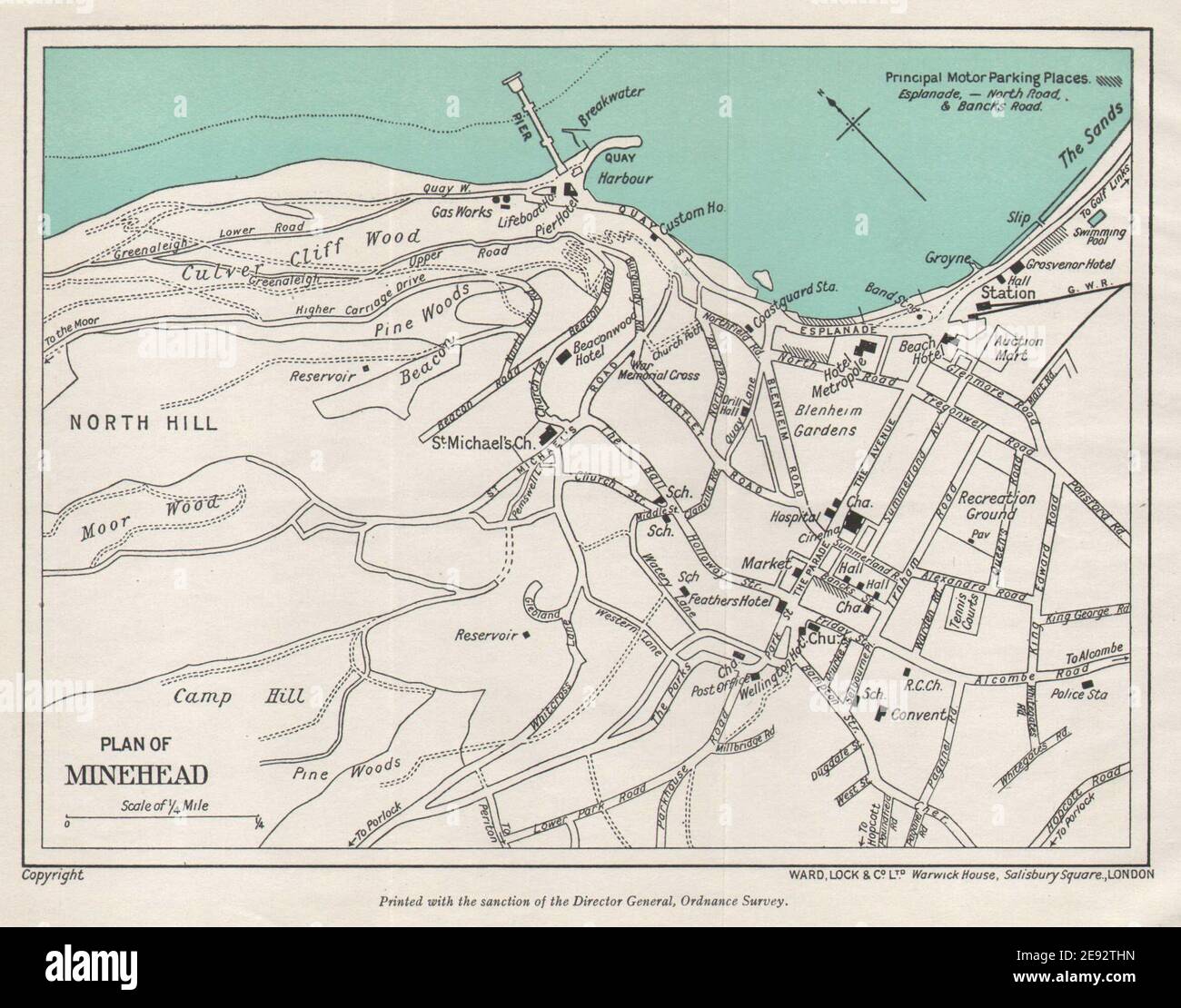MINEHEAD vintage tourist town city plan. Somerset. WARD LOCK 1940 old ...