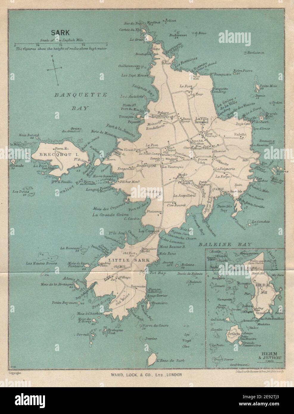 SARK vintage tourist map. Herm & Jethou. Channel Islands. WARD LOCK ...