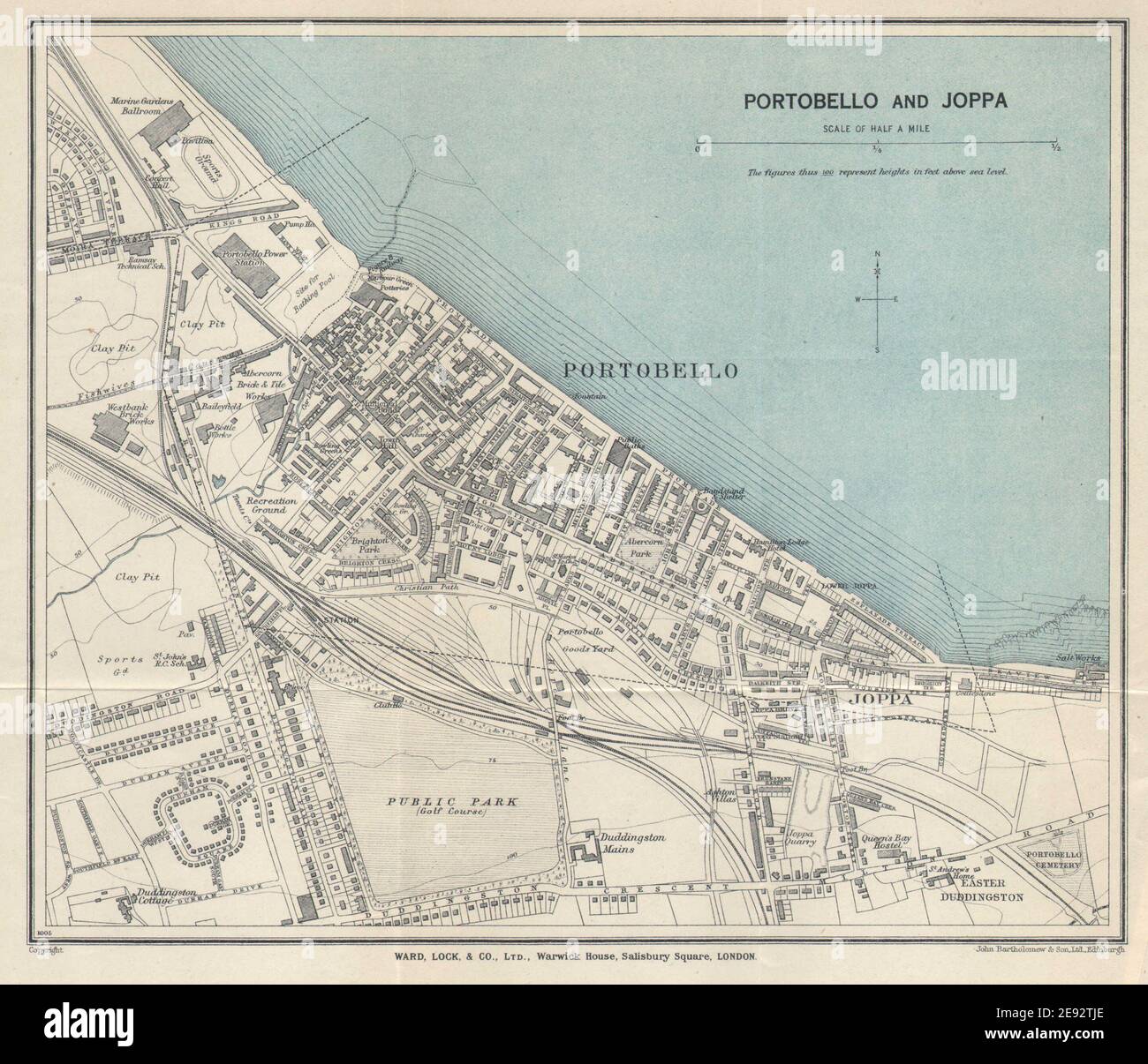PORTOBELLO & JOPPA vintage tourist town city plan. Scotland. WARD LOCK ...