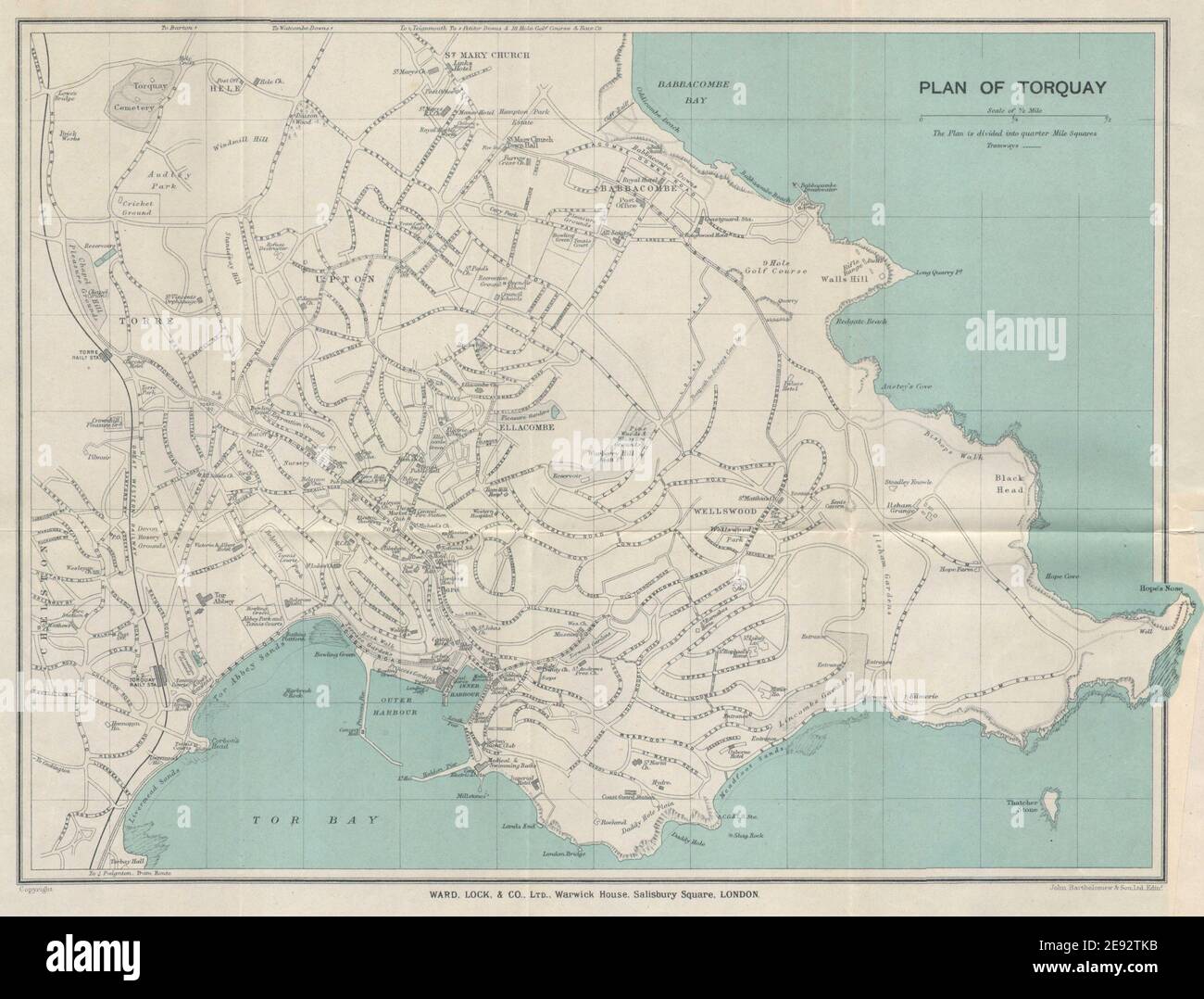 TORQUAY vintage tourist town city resort plan. Devon. WARD LOCK 1925 ...