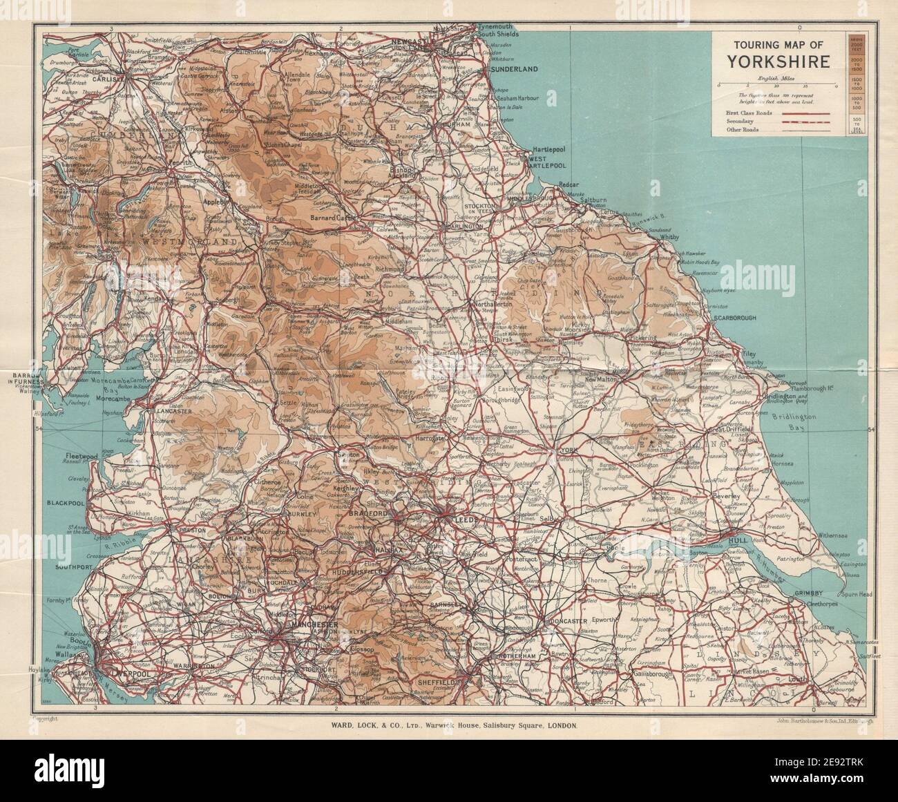 TOURING MAP OF YORKSHIRE & Northern England. Pre-motorways. WARD LOCK ... TOURING MAP OF YORKSHIRE & Northern England. Pre-motorways. WARD LOCK ...