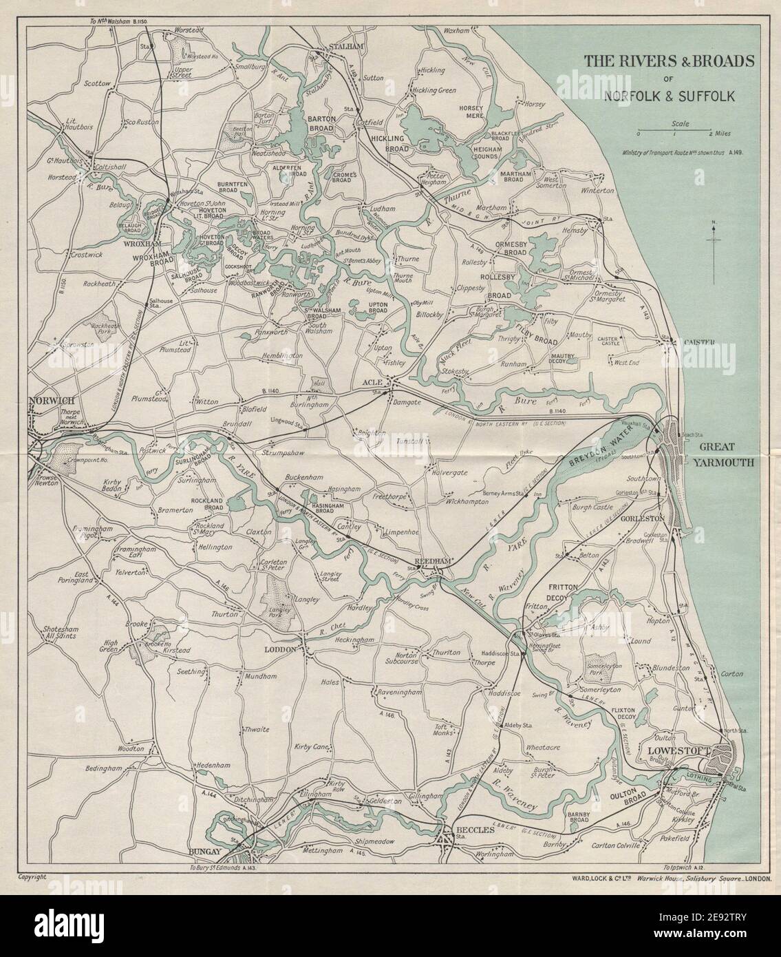 THE NORFOLK BROADS. Great Yarmouth Lowestoft Beccles Norwich. WARD LOCK ...