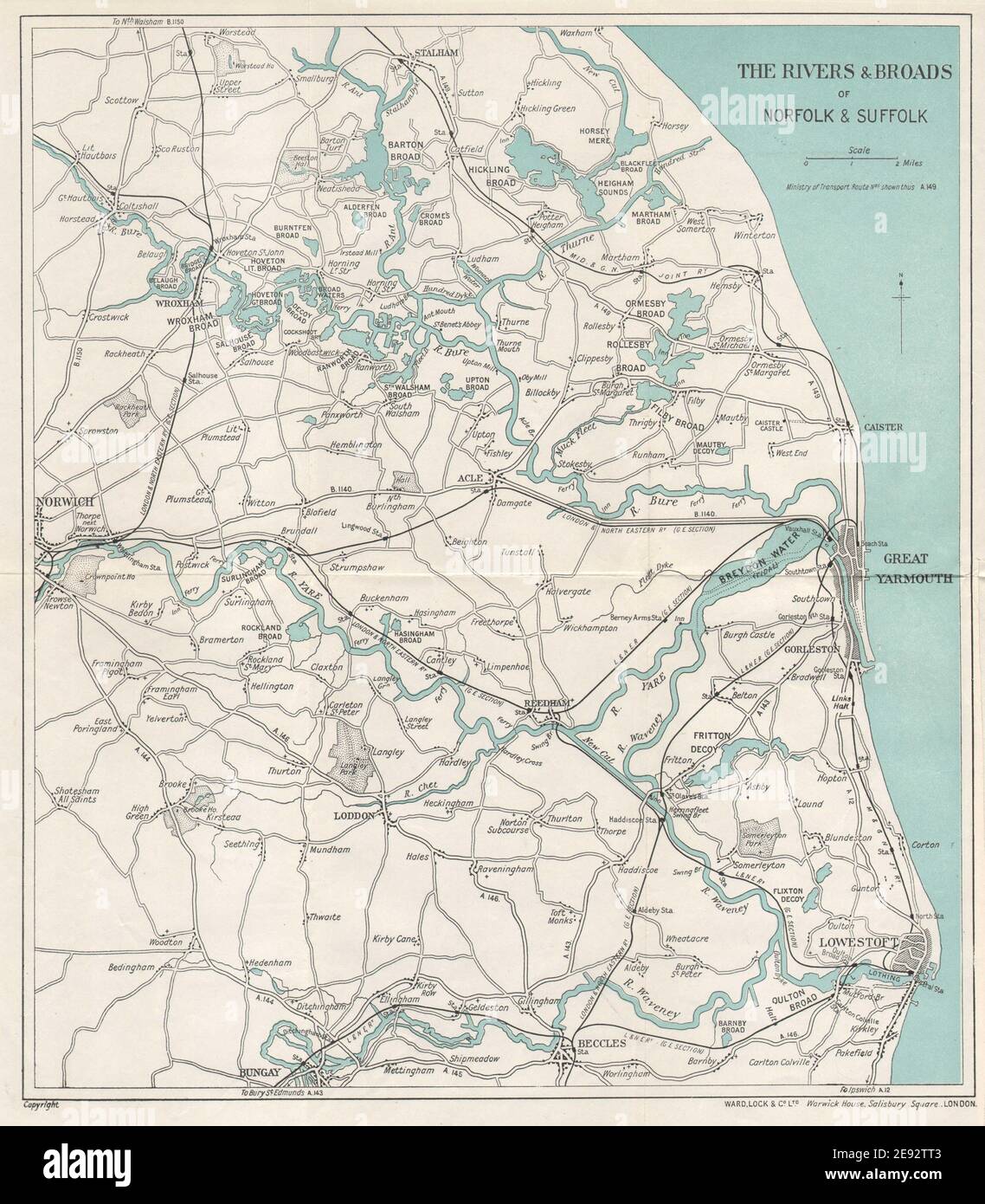 THE NORFOLK BROADS. Great Yarmouth Lowestoft Beccles Norwich. WARD LOCK ...