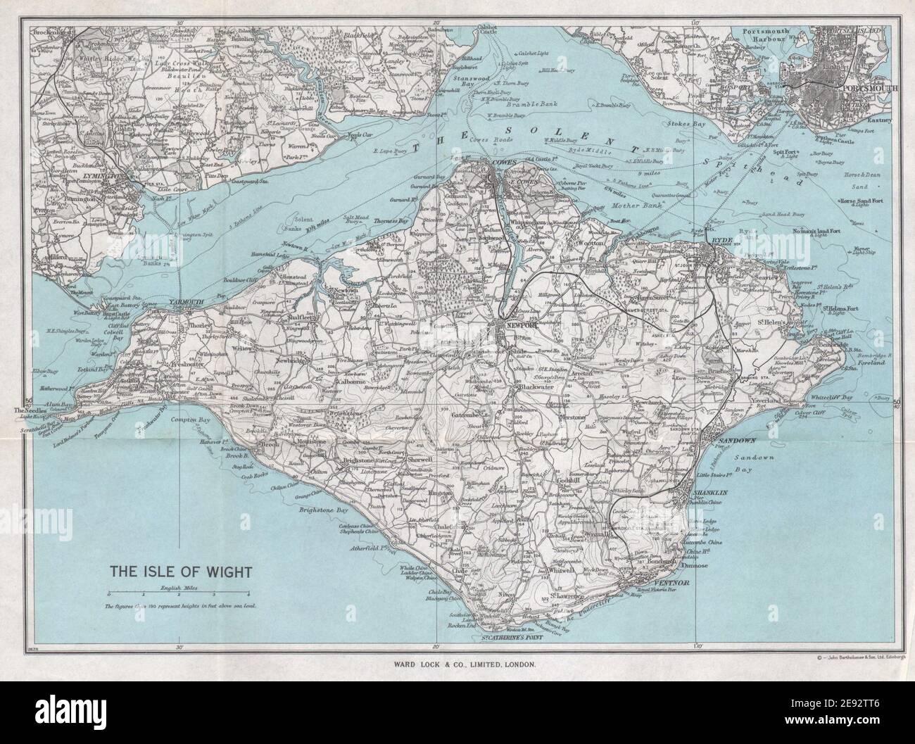 ISLE OF WIGHT showing complete railway network. Cowes Ryde. WARD LOCK ...