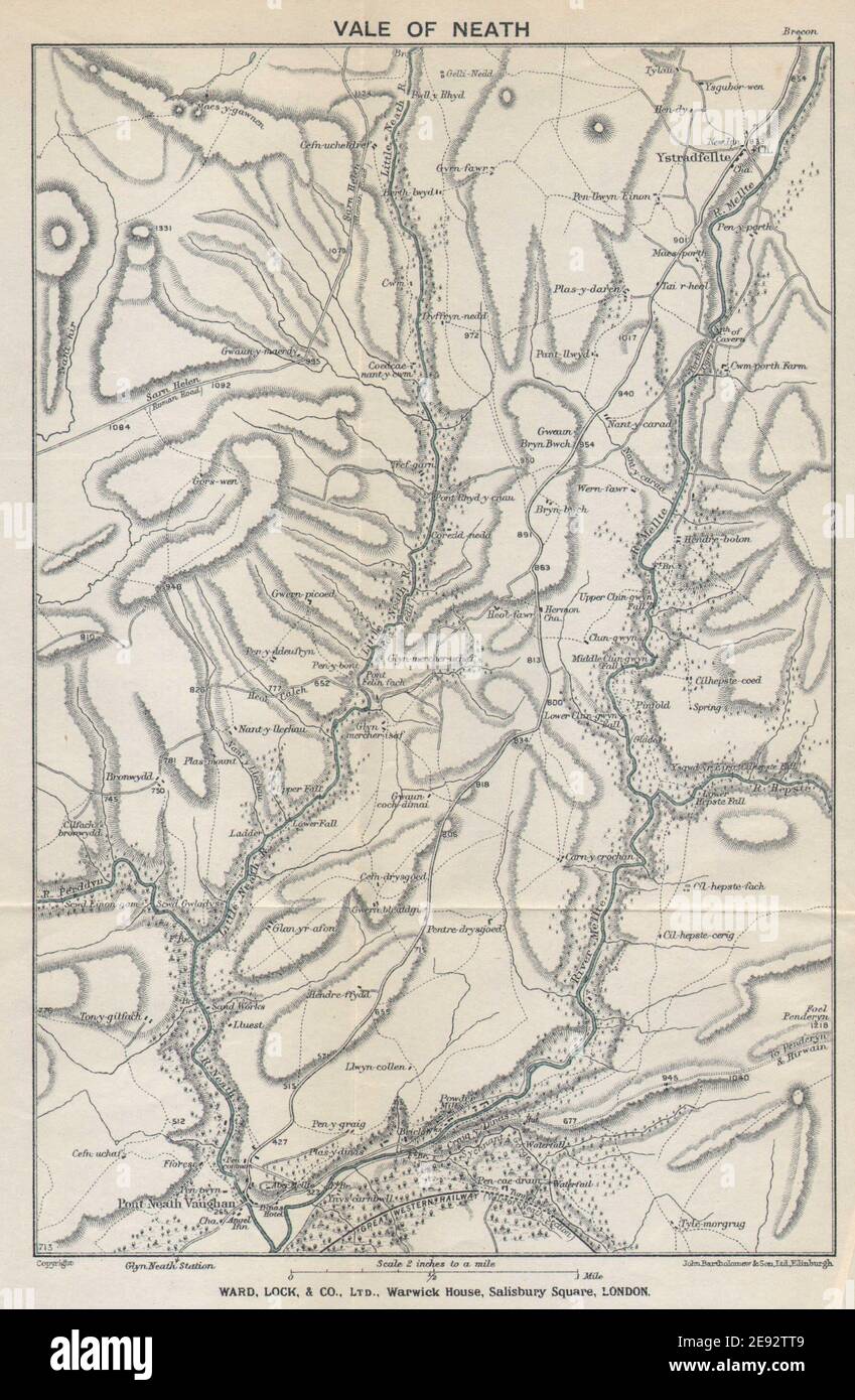 VALE OF NEATH vintage tourist map. South Wales valleys. WARD LOCK 1938 ...