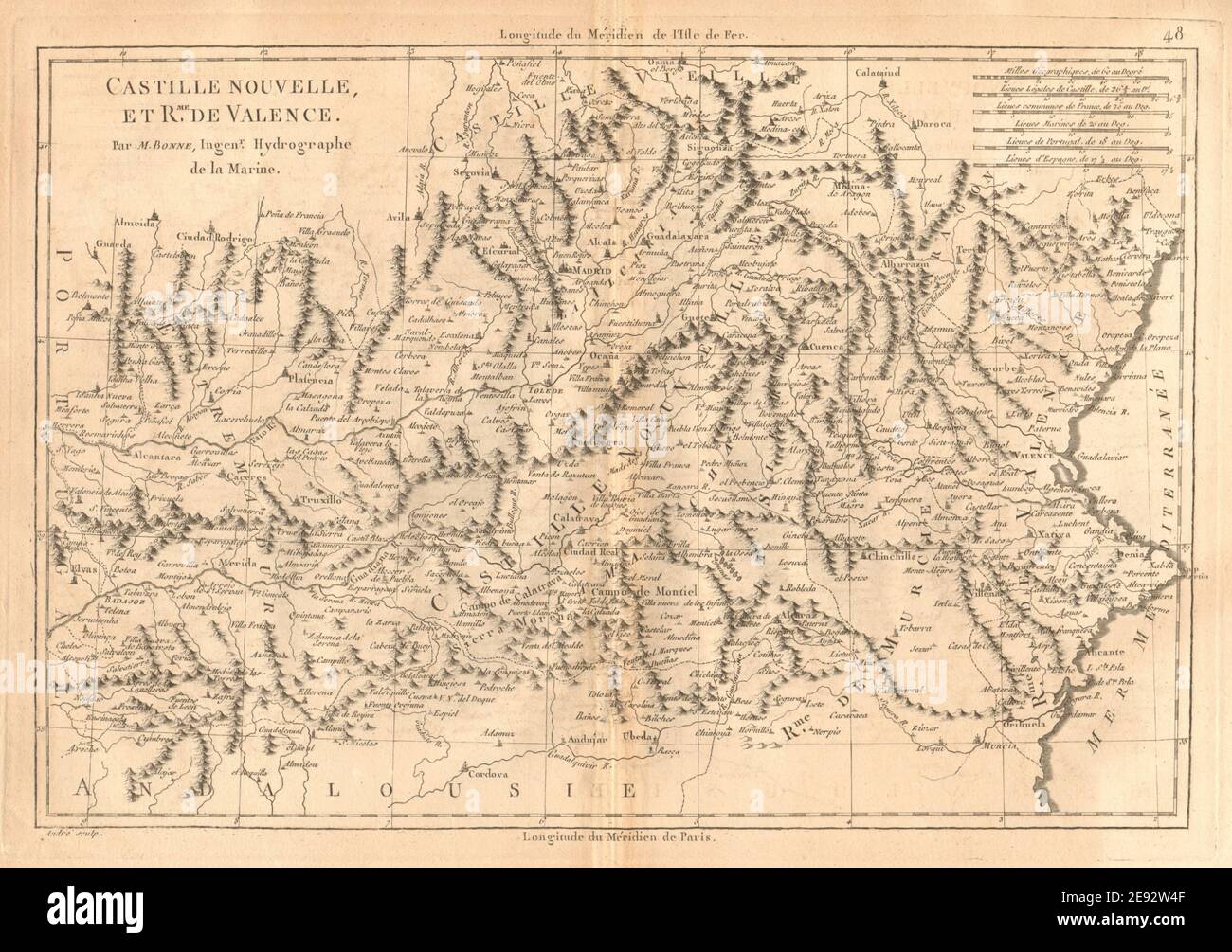 Castille Nouvelle et Royaume de Valence. New Castile. Valencia. BONNE ...
