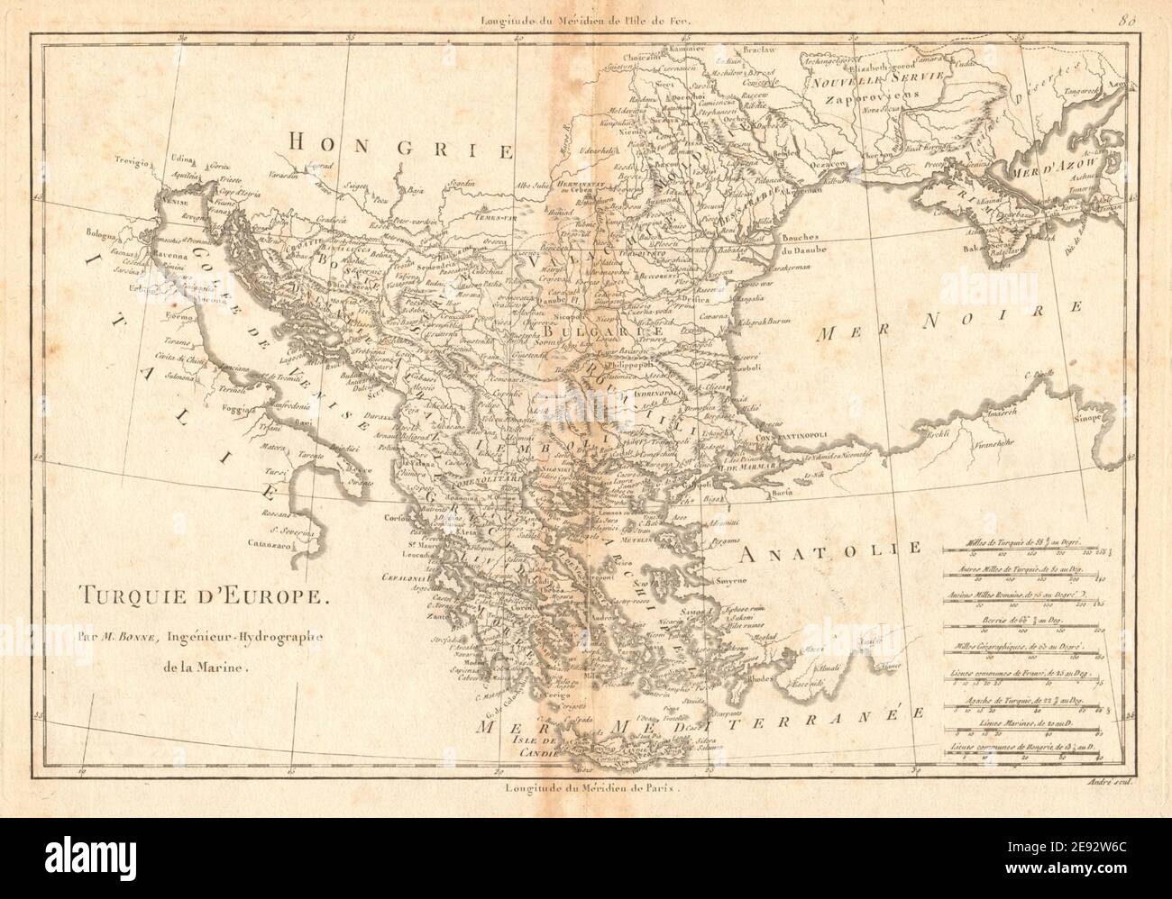 Turquie d’Europe. Turkey in Europe. Greece & the Balkans. BONNE 1788 ...