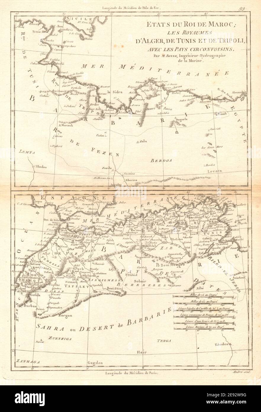 États du Roi de Maroc… d’Alger, Tunis & Tripoli. North Africa. BONNE ...
