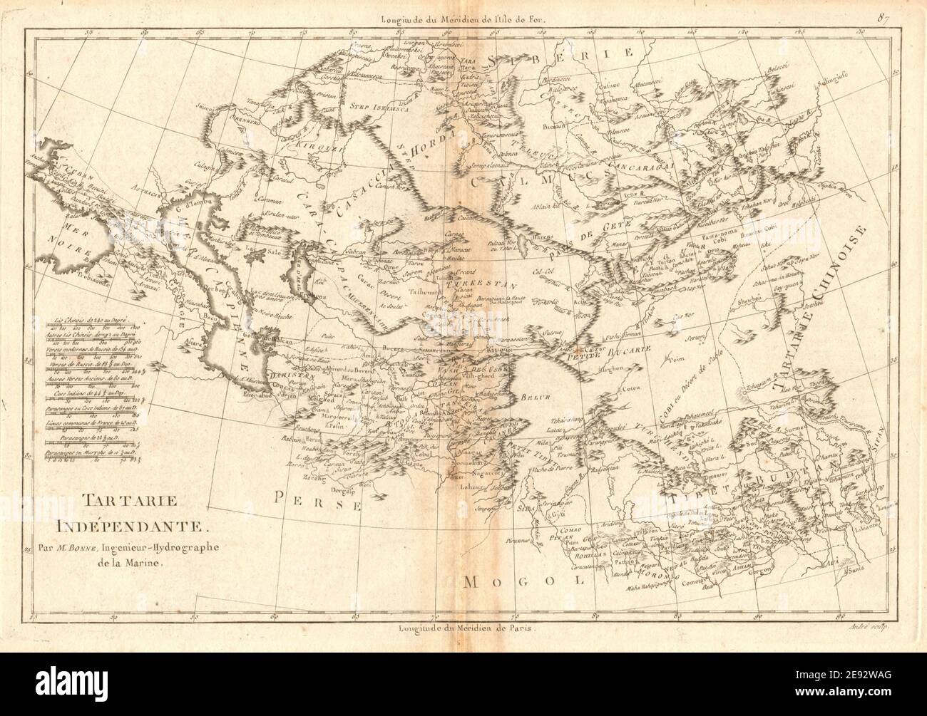 Tartarie Indipendante. Independent Tartary. Central Asia. BONNE 1788 ...