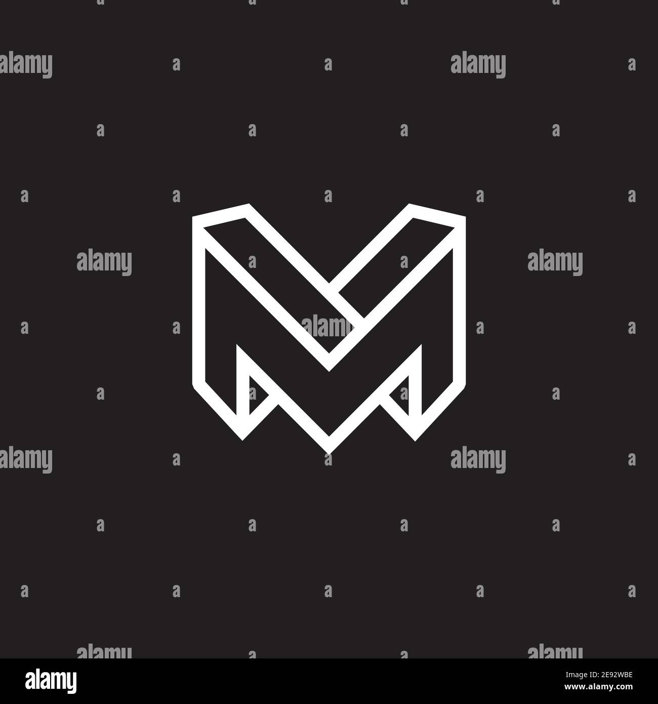 M letter initial logo with line art design vector template Stock Vector ...