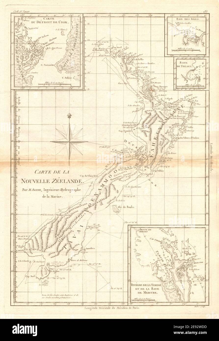 Carte de la Nouvelle Zéelande. New Zealand. Cook Strait. Thames. BONNE ...