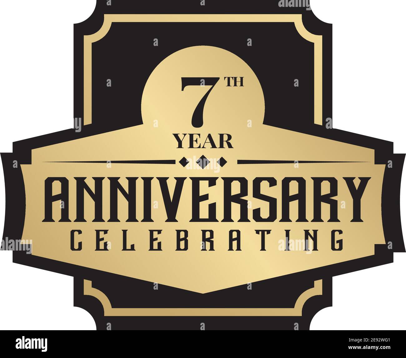7th year anniversary emblem logo design illustration vector template ...