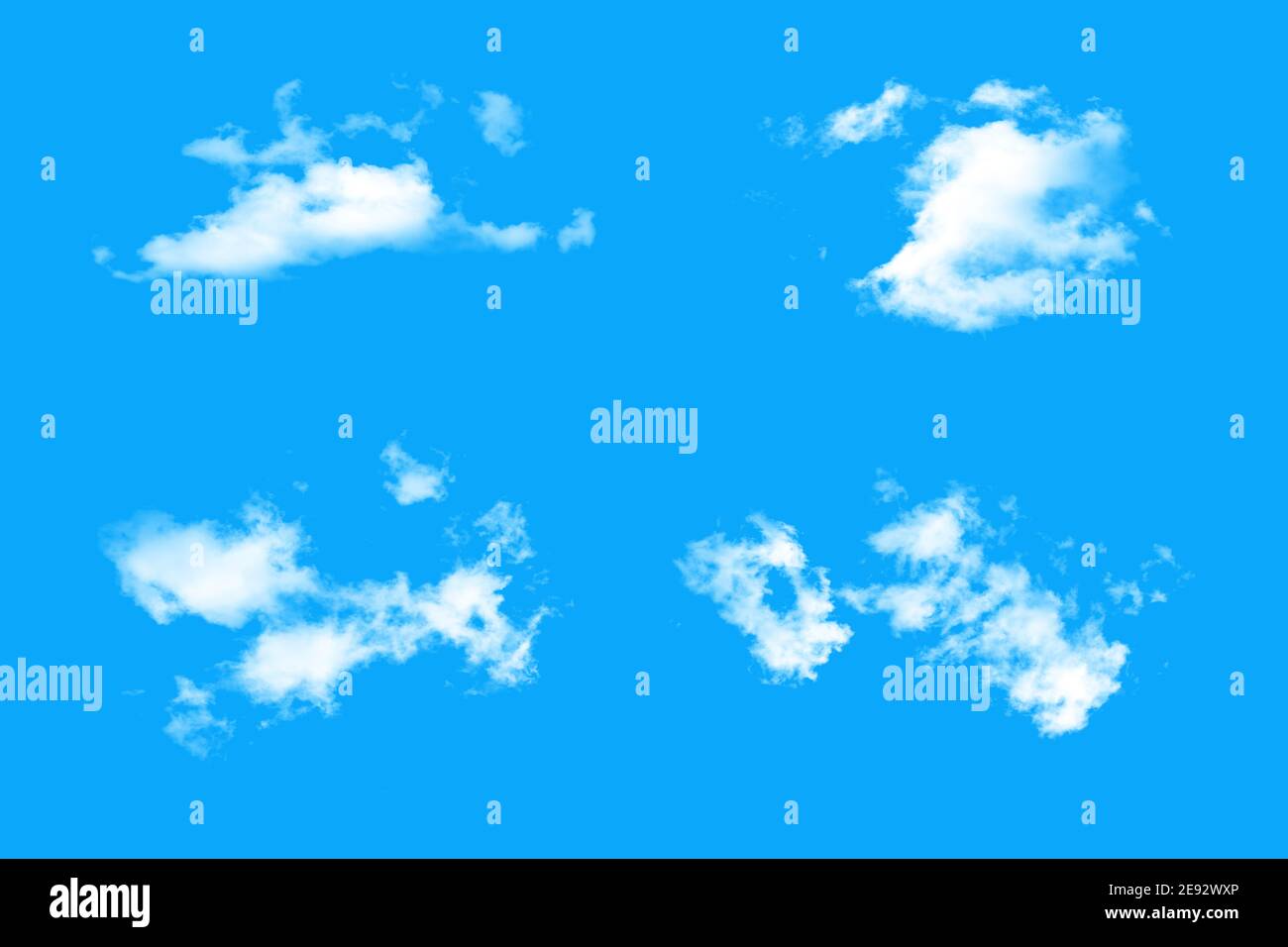 five white natural clouds isolated on a black background. object for design Stock Photo - Alamy