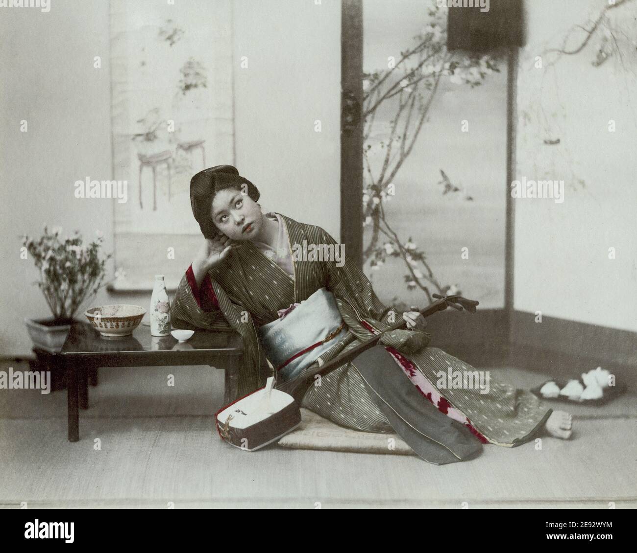 Late 19th century photograph - Geishas with samisen, Shamisen,. musical ...