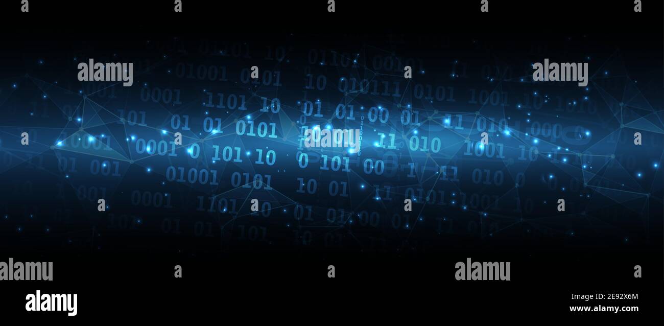 Bytes Of Binary Code Run Through Network Abstract Futuristic Syberspace Modern Technology