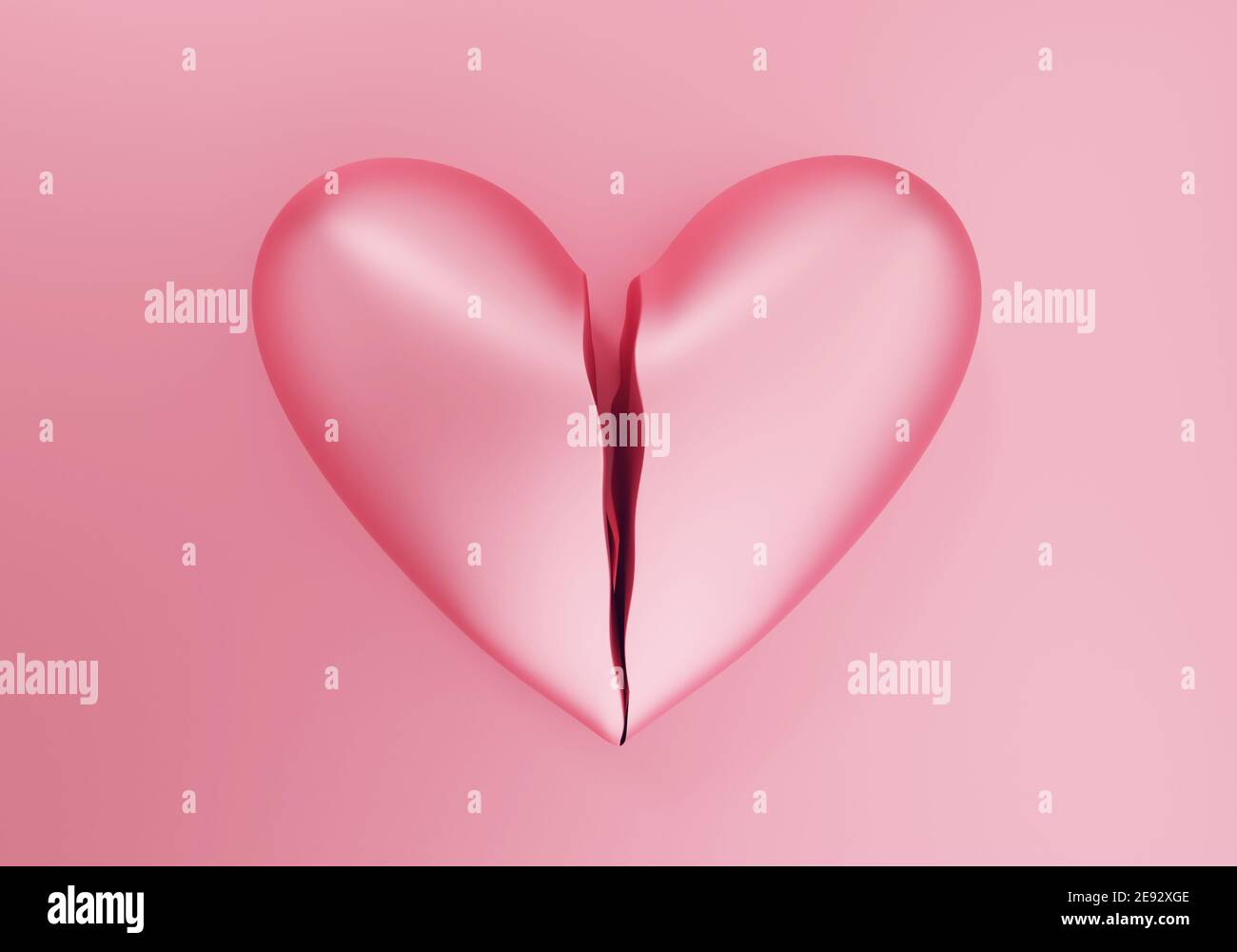 Broken heart of classic shape in two parts, 3d render Stock Photo - Alamy