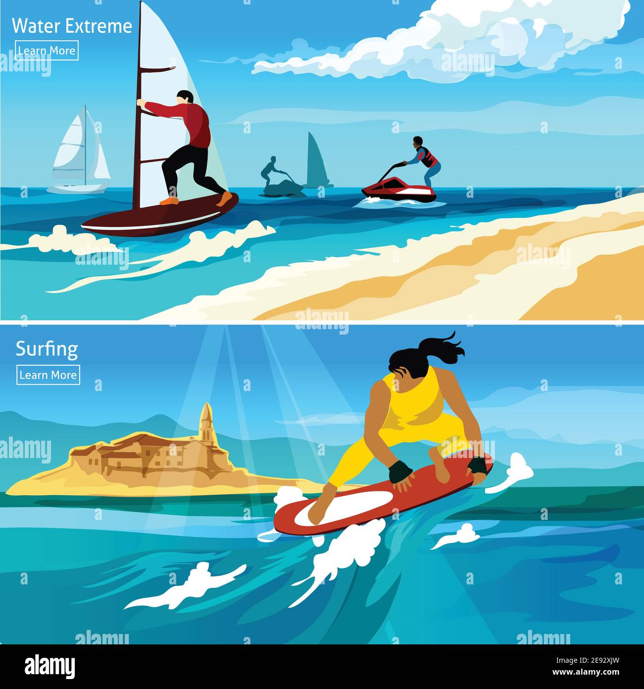 Water extreme and surfing compositions with people on watercraft ...