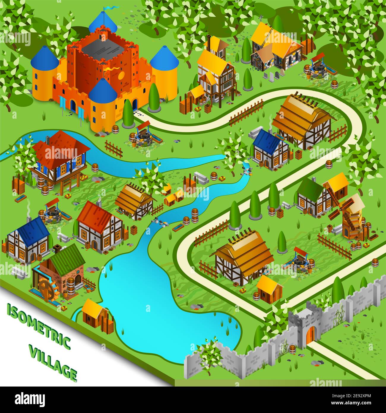 Medieval yard illustration hi-res stock photography and images - Alamy