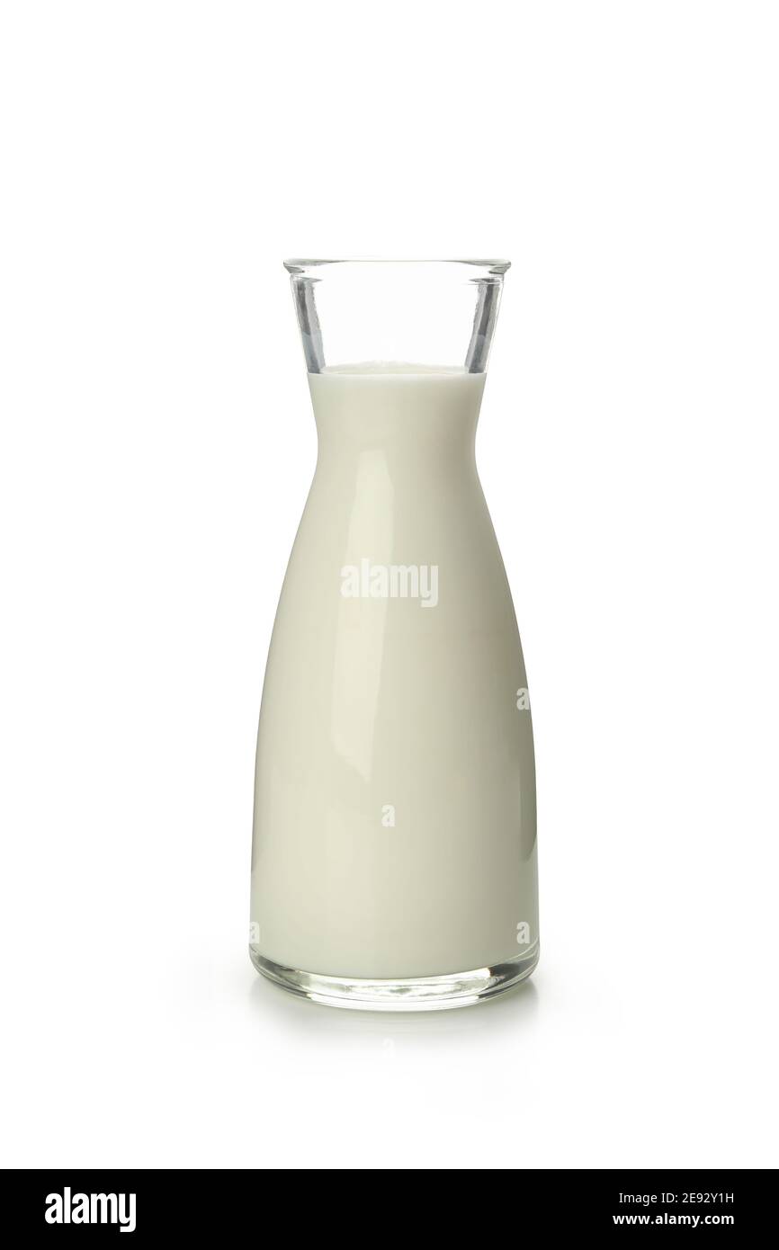 Glass jar with milk isolated on white background Stock Photo - Alamy