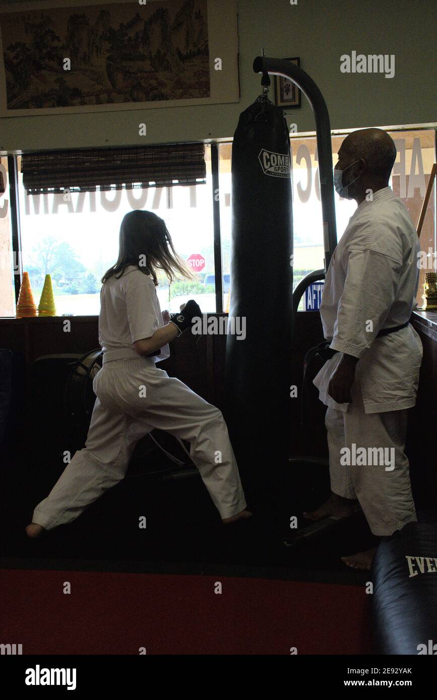 This action photo is of my son and his classmates in a Karate class ...
