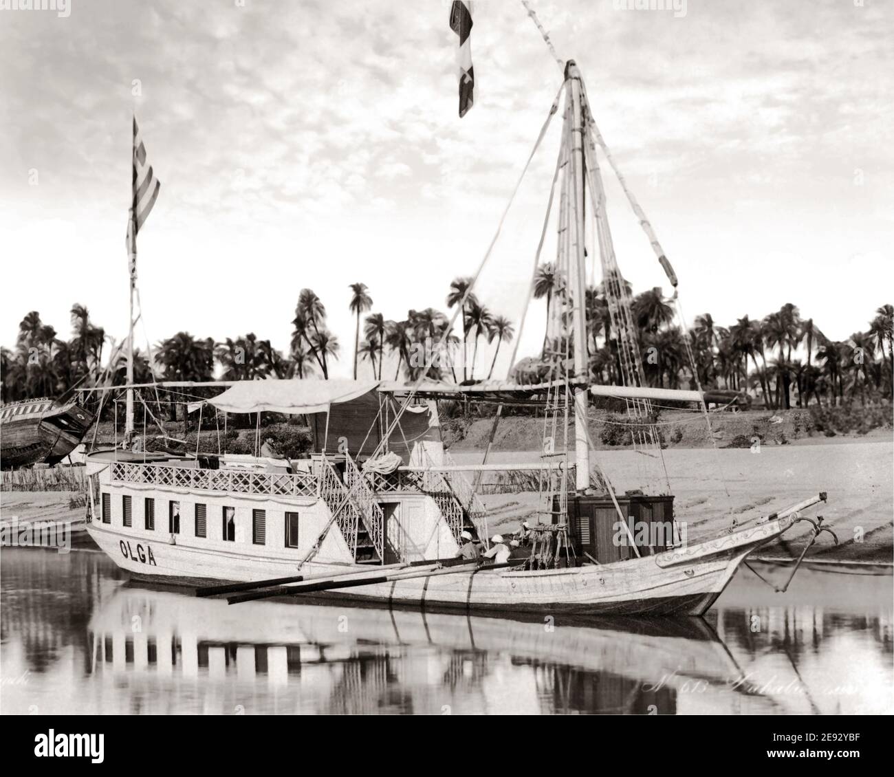 Late 19th century photograph - Nile Barge, pleasure boat, Egypt Stock ...