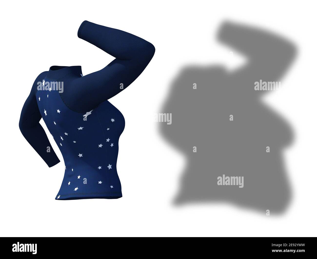 Conceptual fat overweight obese shadow female blouse outfit vs slim fit ...