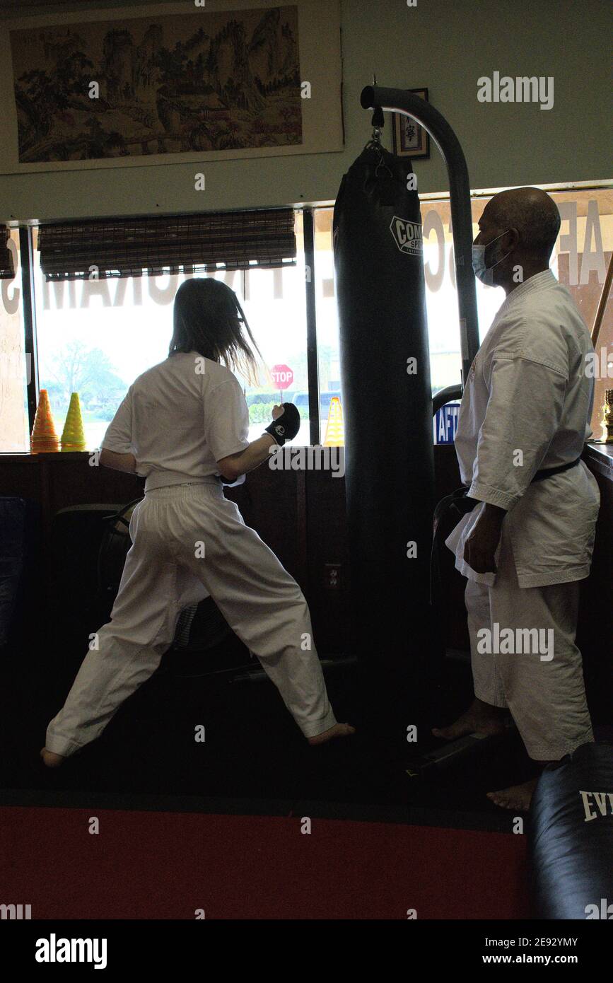 This action photo is of my son and his classmates in a Karate class ...