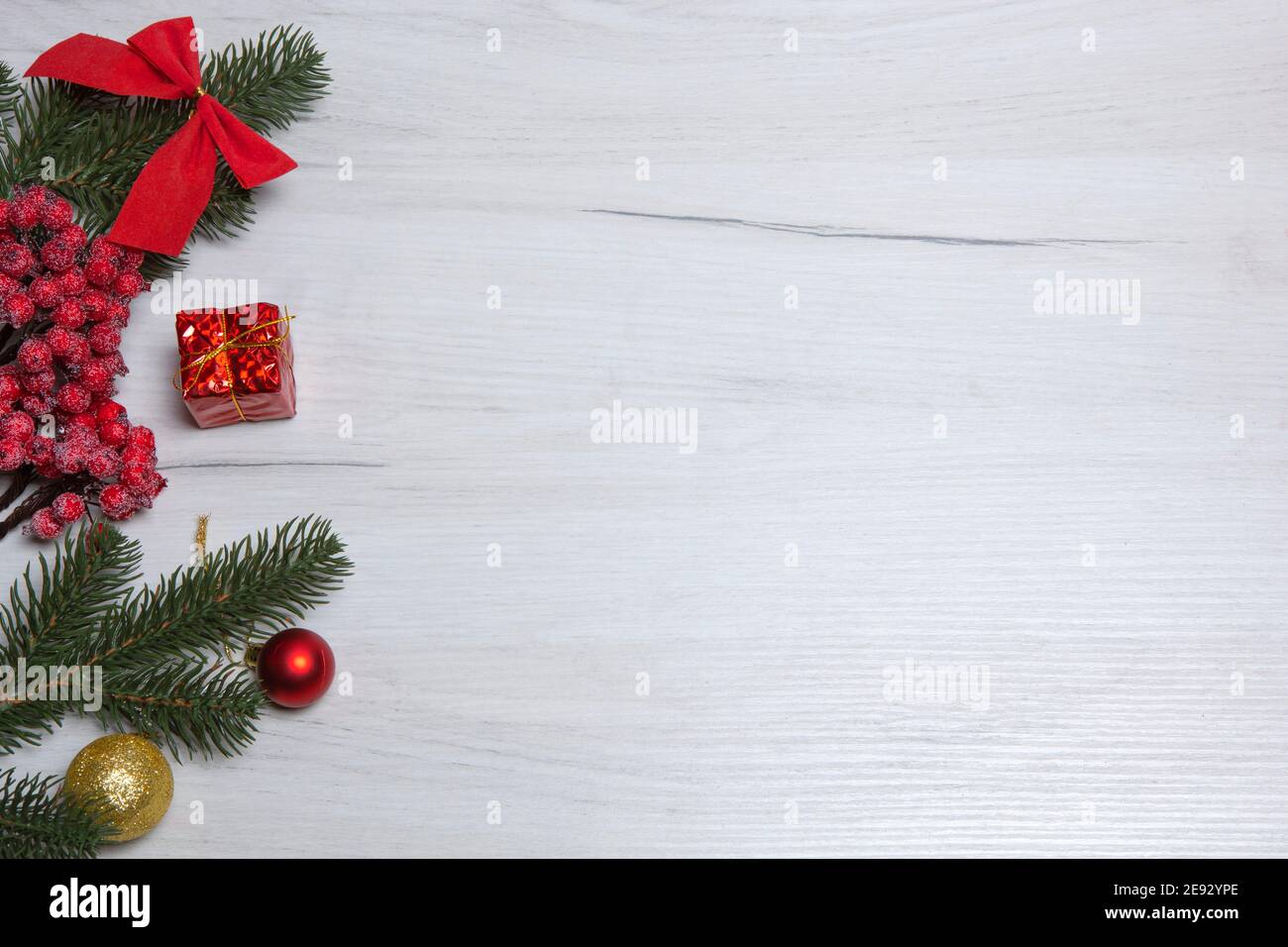 New Year's attributes on a white background, New Year's background, a ...