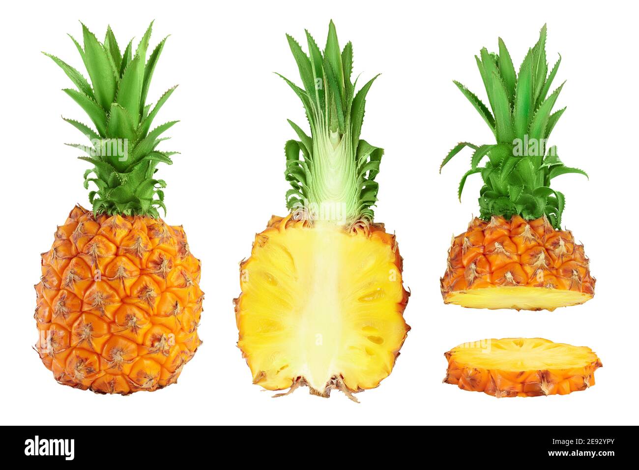 pineapple isolated on white background with full depth of field. Top ...