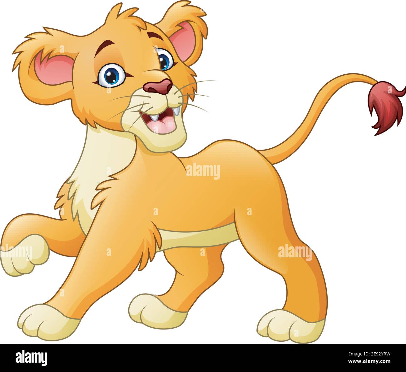 Vector illustration of Cartoon lioness isolated on white background ...