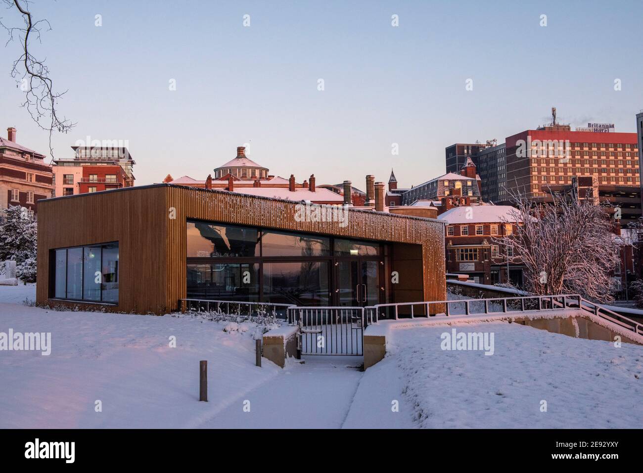 Nottingham Castle new Visitor Centre in the snow, Nottingham City ...