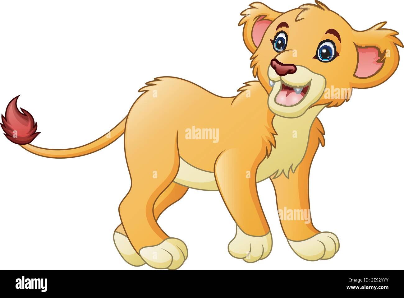 Vector illustration of Cartoon lioness isolated on white background ...