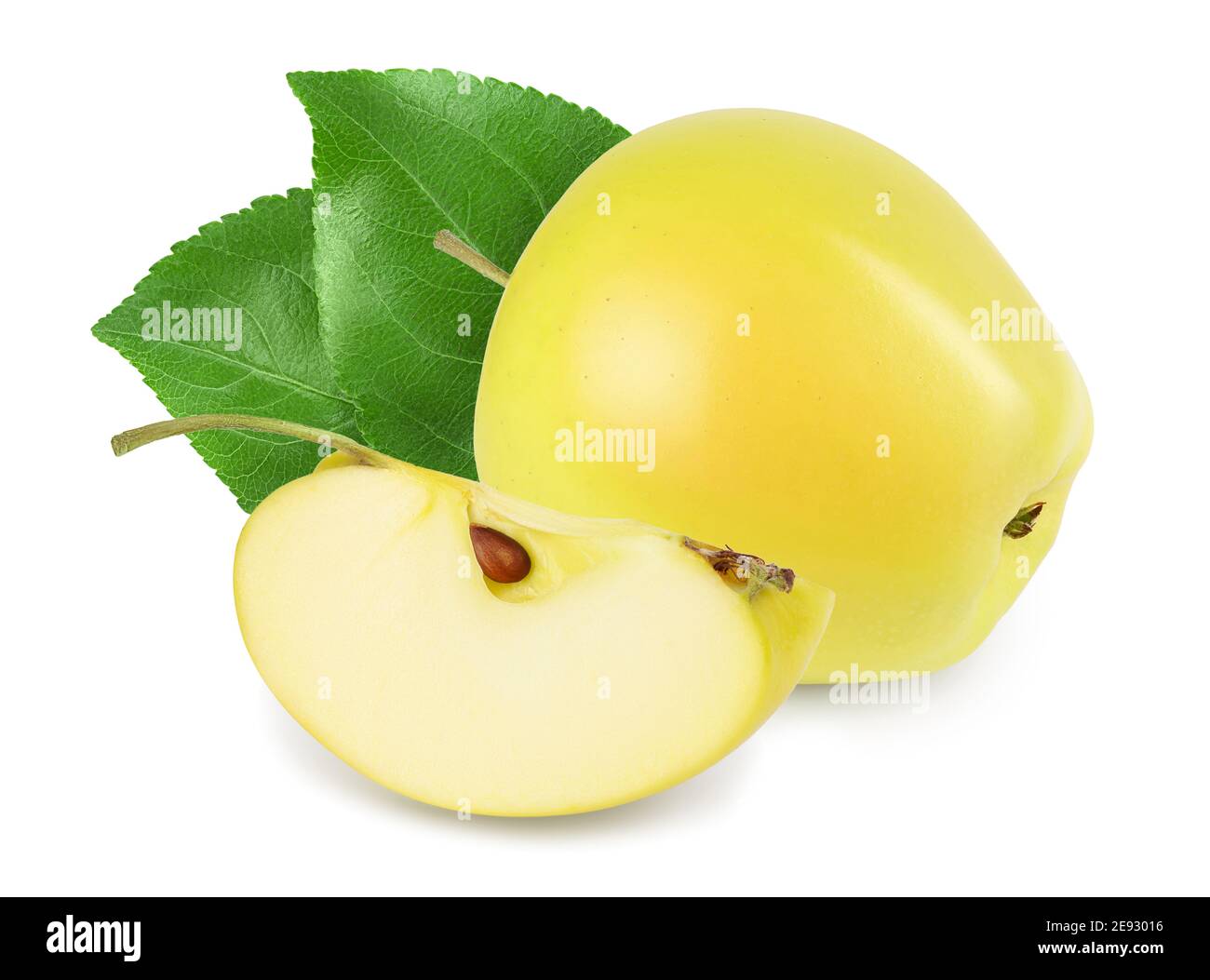 yellow apple isolated on white background with full depth of field ...