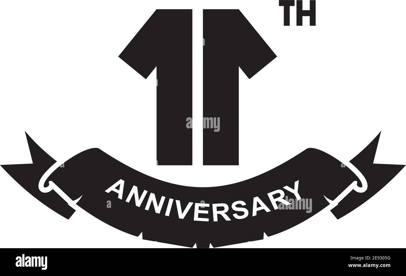 11th year anniversary logo design vector illustration template Stock ...