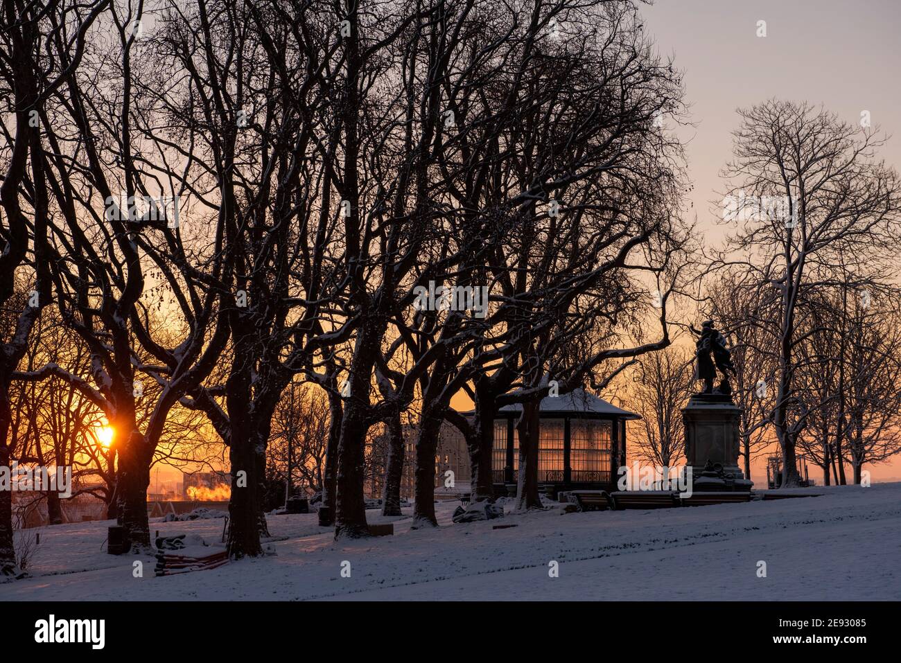 Nottingham Castle grounds in the snow, Nottingham City Nottinghamshire ...