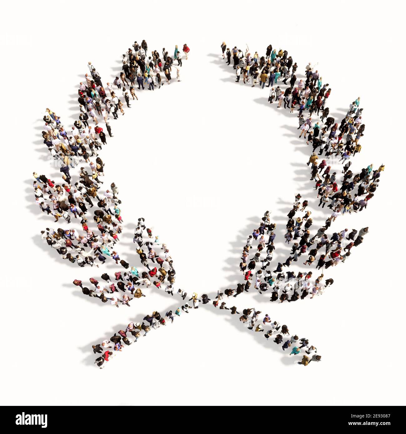 Concept or conceptual large community of people forming an laurel ...