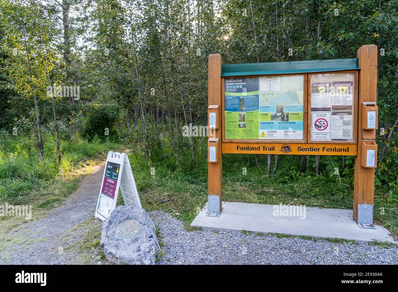 Fenland Trail in summer sunny day. Banff National Park, Canadian ...