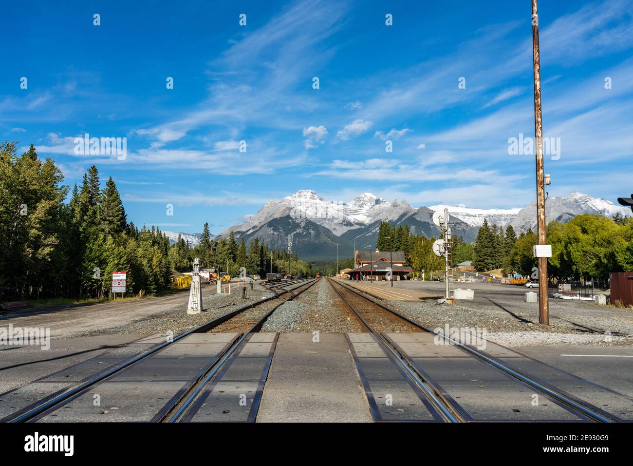 Banff Train Station level crossing. Banff National Park, Canadian ...