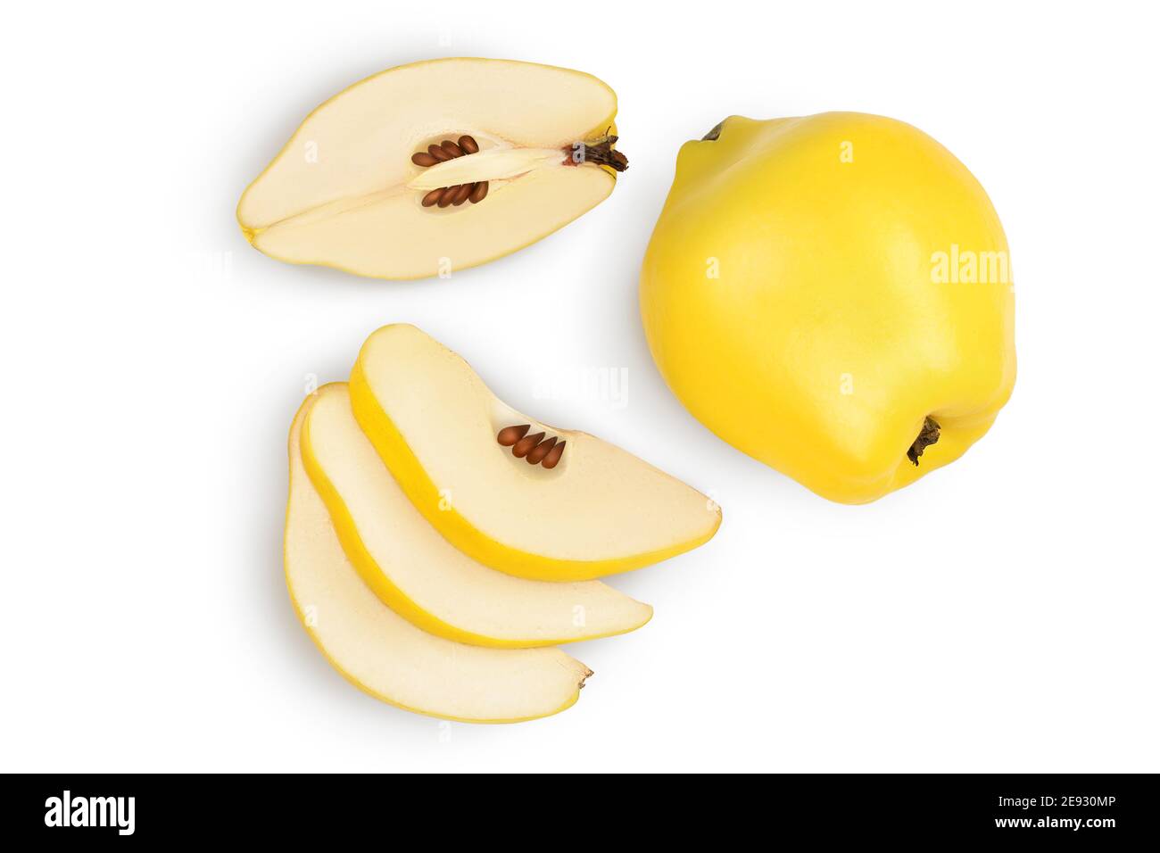 Fresh quince with slices isolated on the white background with clipping ...