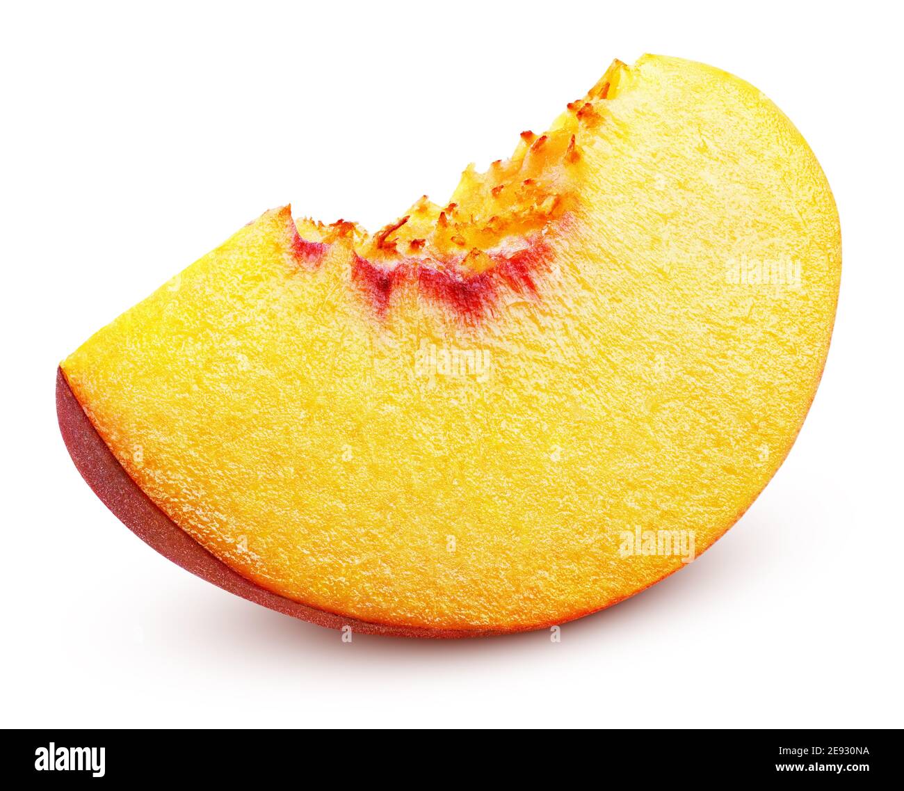 Slice of ripe peach fruit isolated on white background. Peach slice ...
