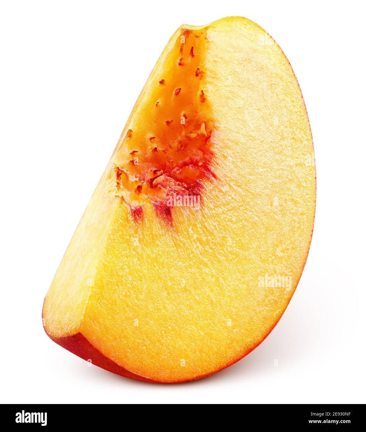 Slice of ripe peach fruit isolated on white background. Peach slice ...
