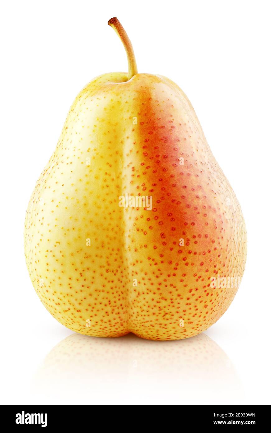 Ripe red yellow pear fruit isolated on white background. Yellow red ...